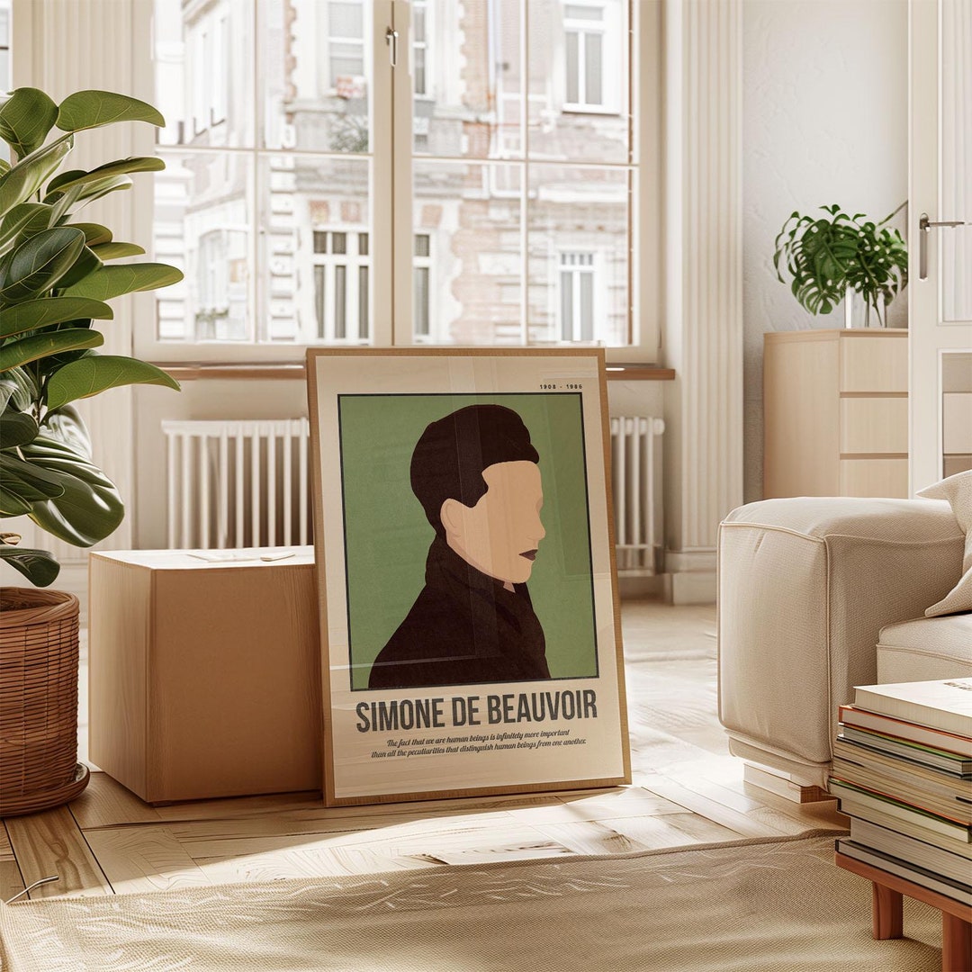 Simone De Beauvoir Art Print | Philosophers Quote Wall Art | Retro ...