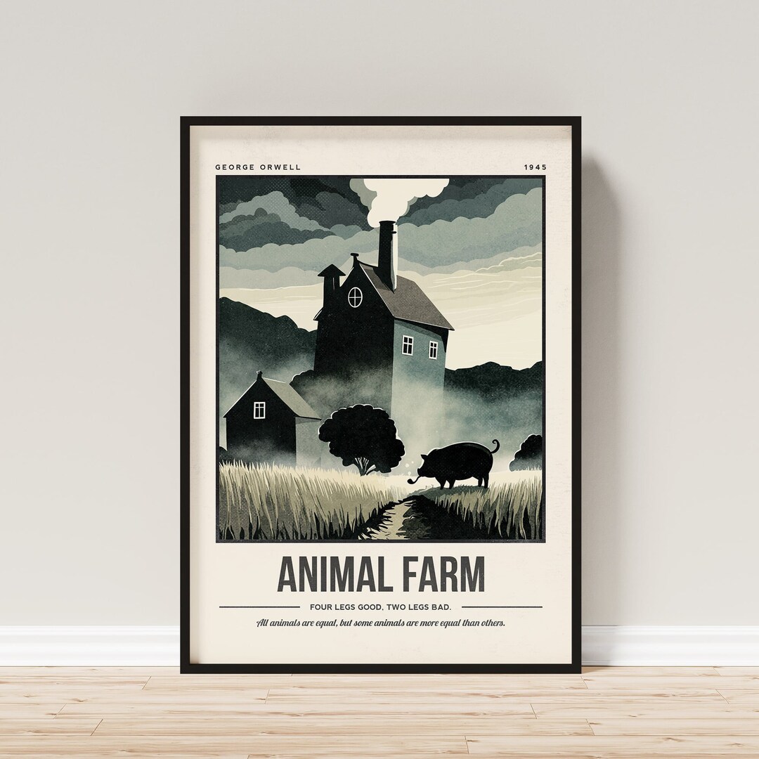 Animal Farm Print George Orwell Book Cover Poster Retro Quote Wall Art ...