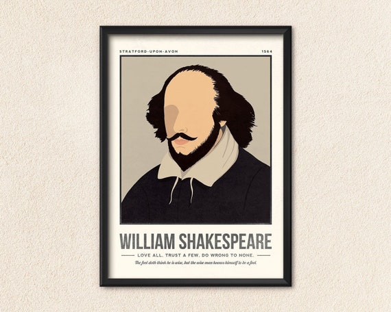 William Shakespeare Poster Author Quote Wall Art Retro - Etsy