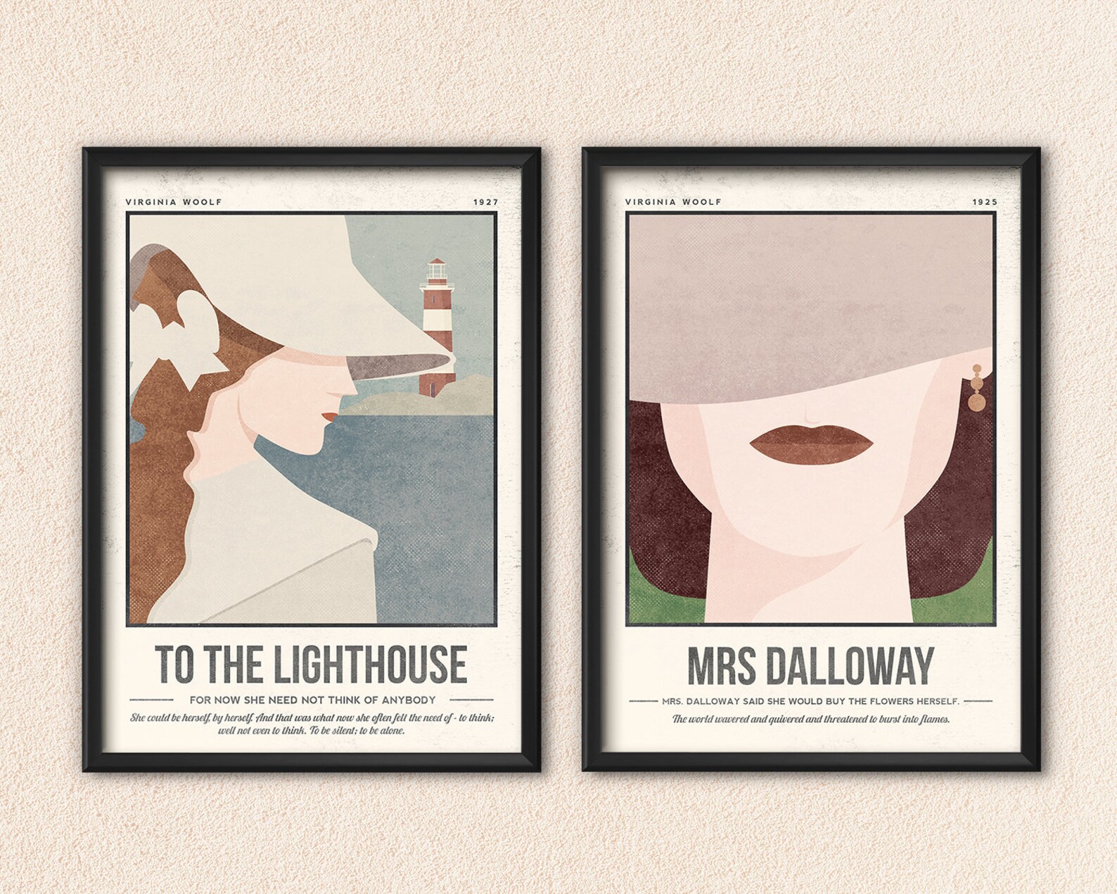 Virginia Woolf Poster Set of 2 to the Lighthouse Mrs - Etsy