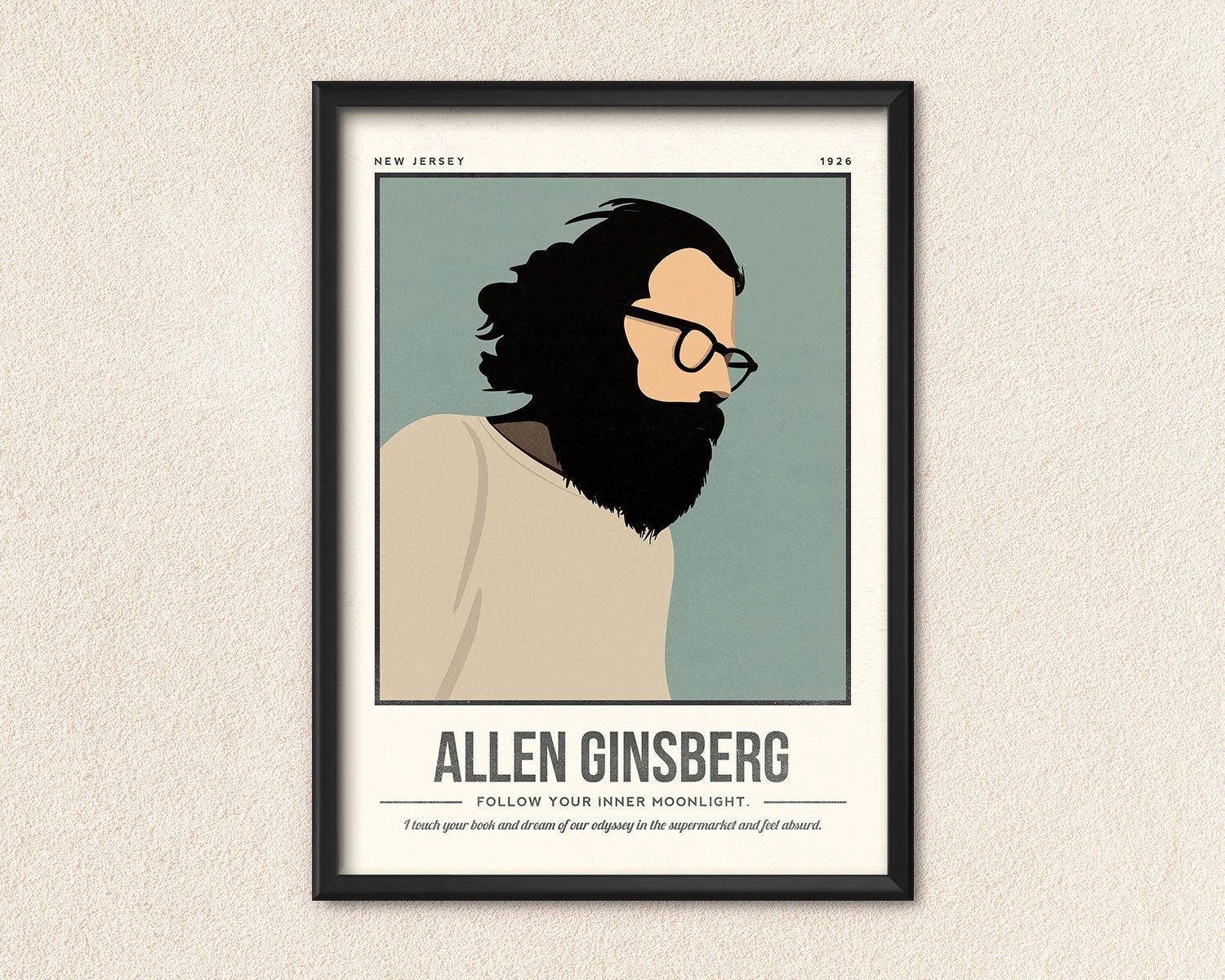 Allen Ginsberg Print | Author Quote Wall Art | Retro Literary Poster ...
