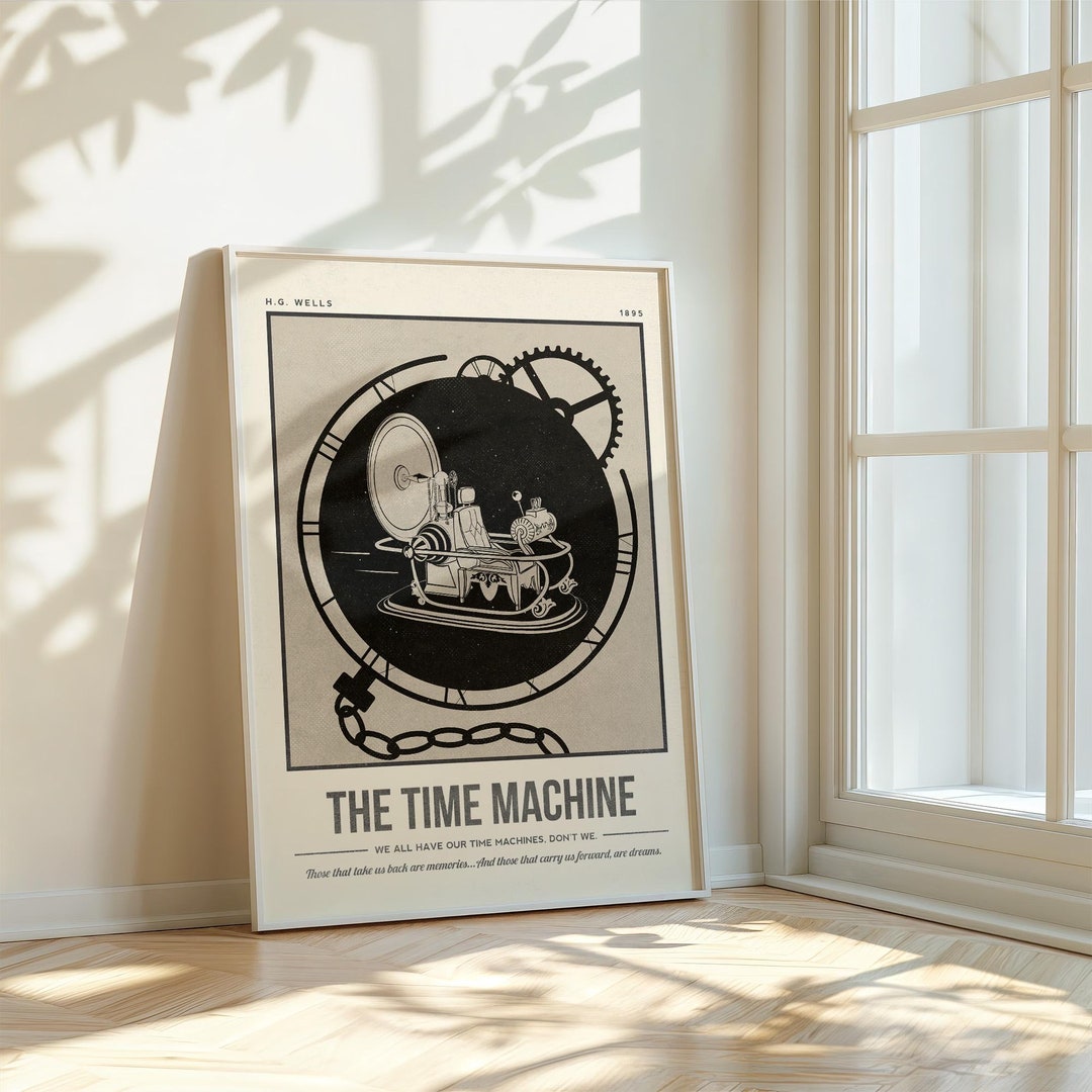 Time Machine Print | H. G. Wells Book Cover | Dystopian Retro Quote ...