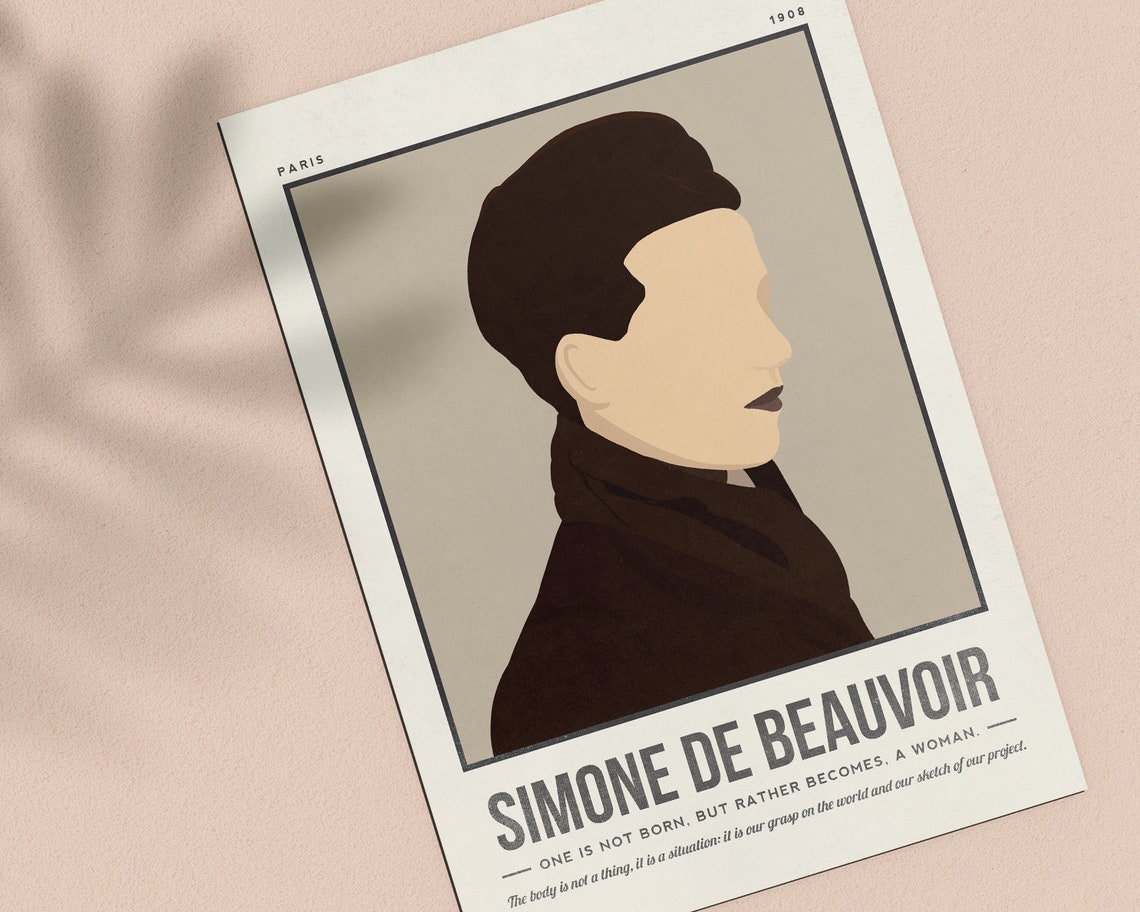 Simone De Beauvoir Print | Author Quote Wall Art | Literary Poster ...