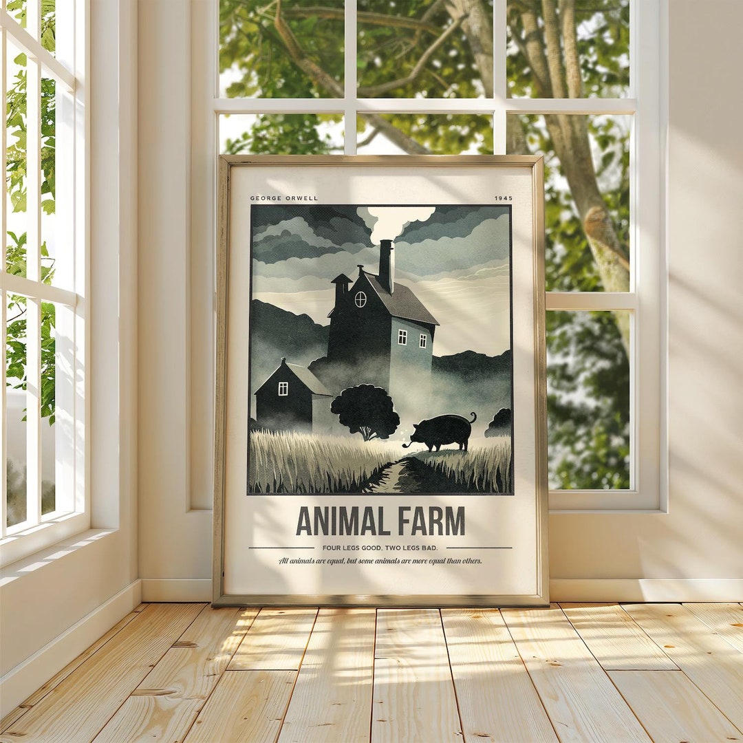 Animal Farm Print | George Orwell Book Cover Poster | Retro Quote Wall ...