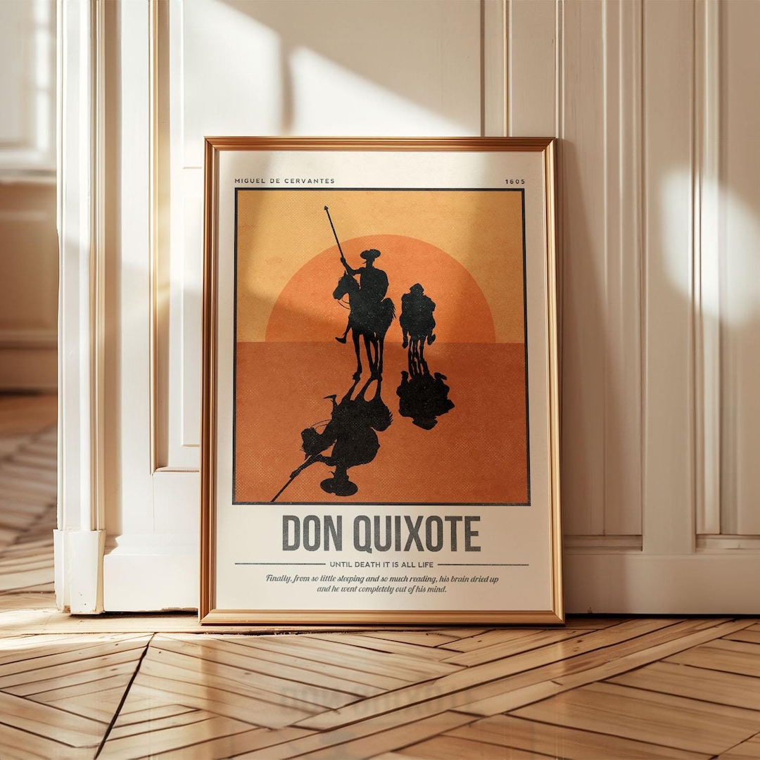Don Quixote Print | Miguel De Cervantes Book Cover | Quote Wall Art ...