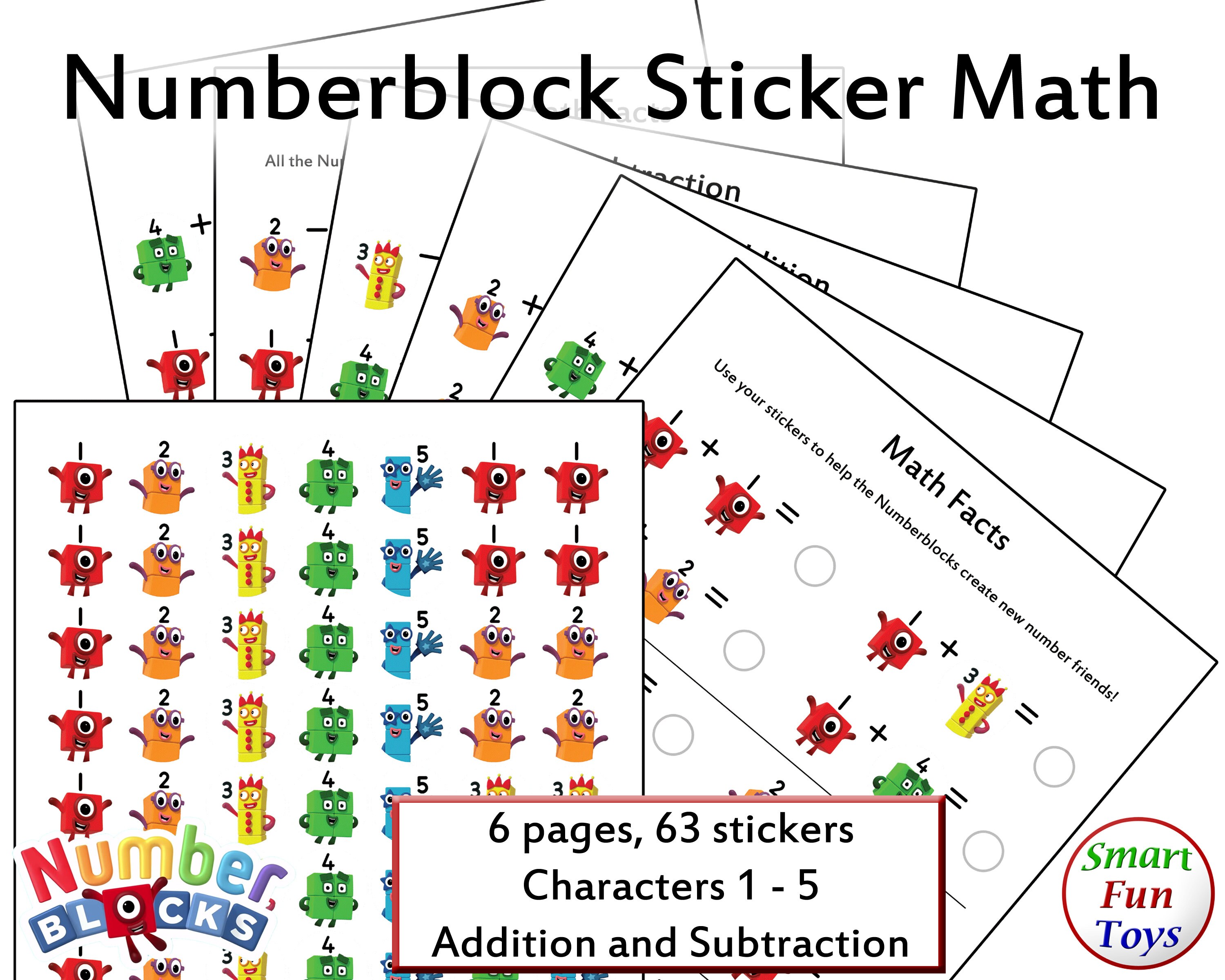 Numberblocks Sticker Math 1 5 or 1 10 60 Stickers and 6 - Etsy