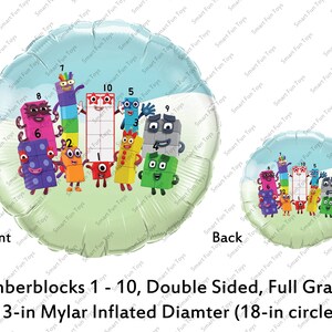 Numberblocks Balloons, 13-in Mylar of One Through 10, 11-in Latex of ...