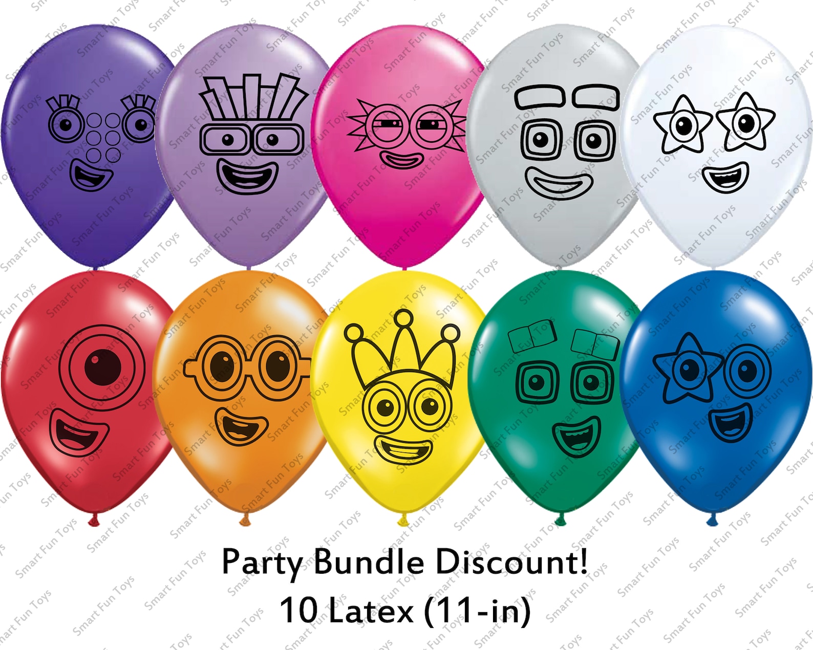 Numberblocks Balloons, 13-in Mylar of One Through 10, 11-in Latex of ...