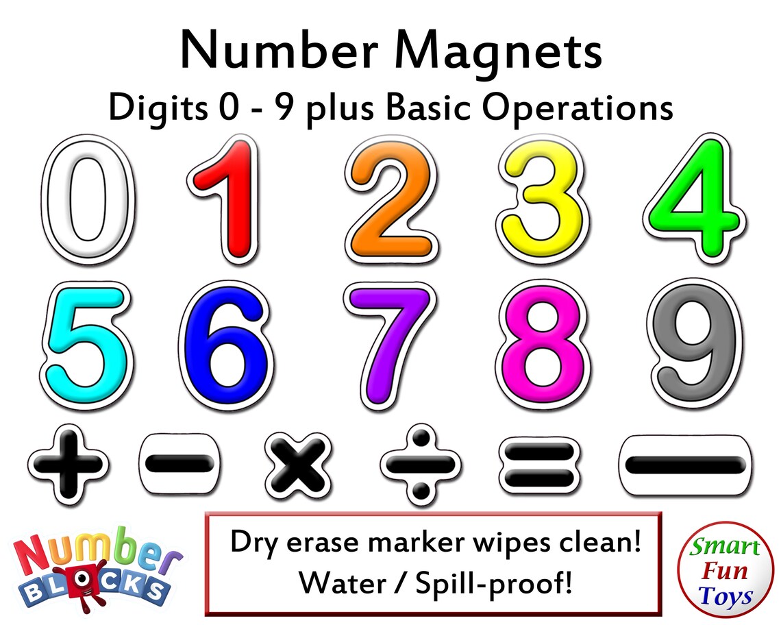 Magnetic Number Set, Digits 0 - 9 Plus Basic Operations, Waterproof ...