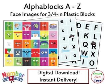 Alphablocks Face Stickers A-Z for 2cm Mathlinkcube/blocks A4 Stickers ...