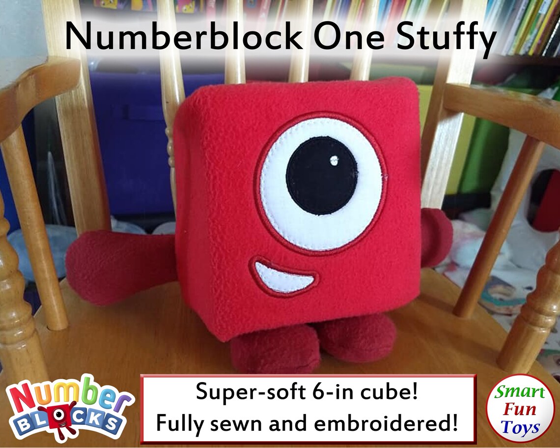 Numberblock One Stuffy, High Quality Plush, 6-in Cube, Fully Sewn ...