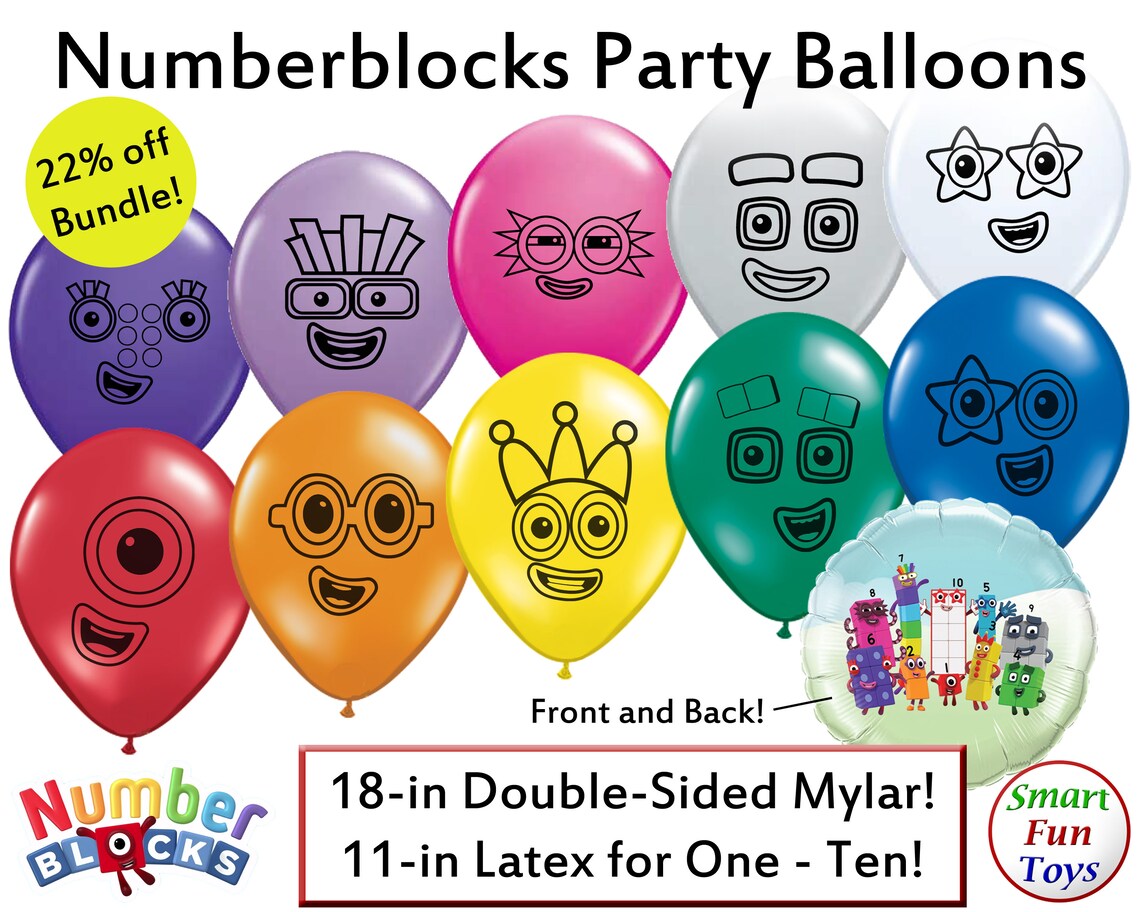Numberblocks Balloons 13-in Mylar of One through 10 11-in | Etsy