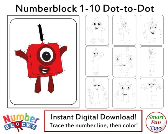 Numberblocks One 1 to Ten 10 Dot-to-dot Instant Digital - Etsy