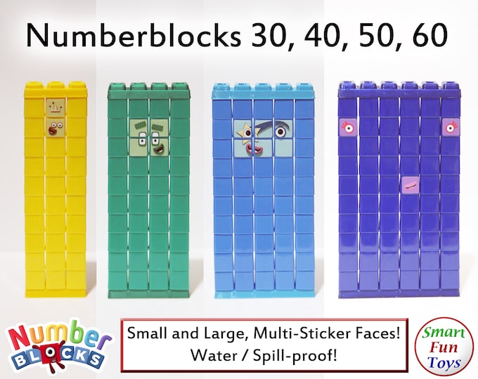 Numberblocks 30, 40, 50, 60 Stackable, Waterproof, and With Custom ...