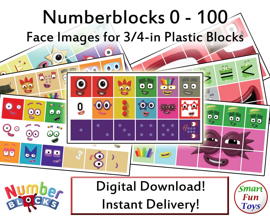 Numberblocks 0 - 100 Face and Body Images for Blocks, Digital Download ...
