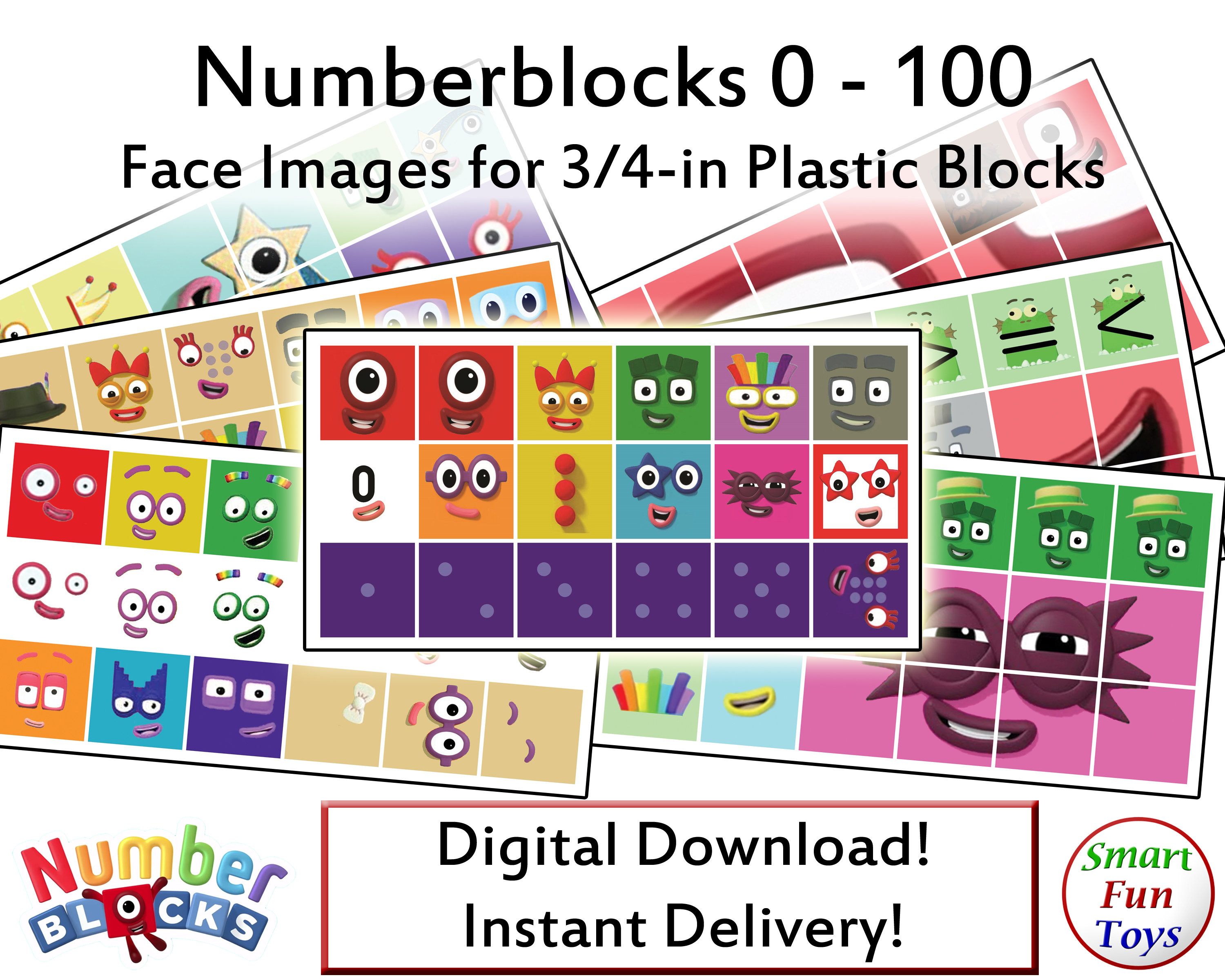 Numberblocks 0 100 Face and Body Images for Blocks Digital - Etsy Australia