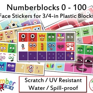 Numberblocks 0 100 Face and Body Stickers Waterproof | Etsy