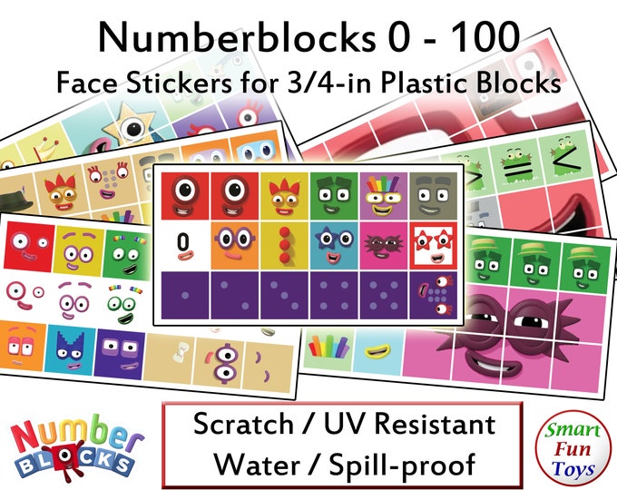 Numberblocks 0 100 Face and Body Stickers Waterproof - Etsy