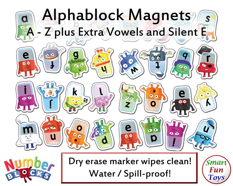 Magnetic Alphablock Set A Z Plus Extra Vowels and Silent E | Etsy