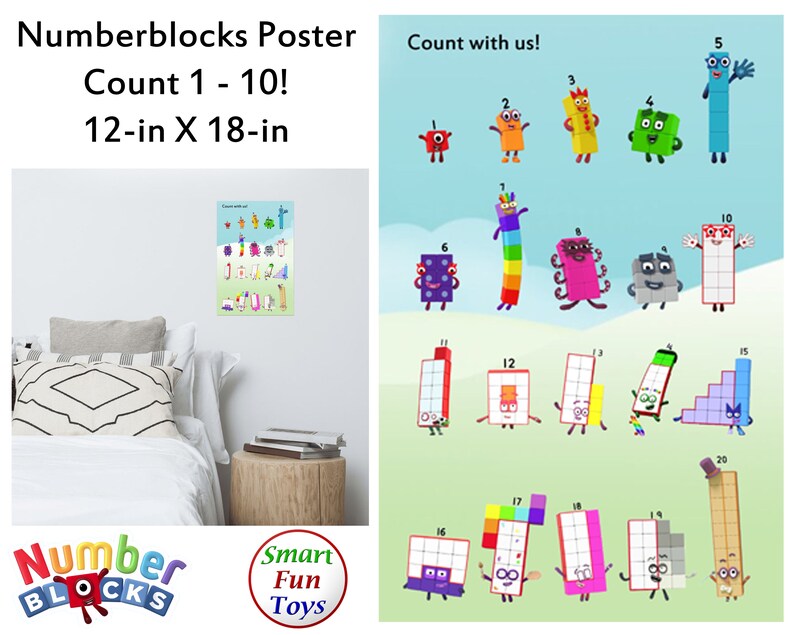 Numberblocks Poster 12 x 18 in Characters One 1 through | Etsy