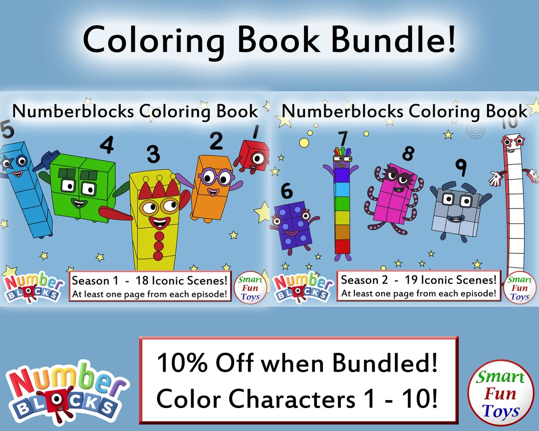 Numberblocks Coloring Book Bundle - 10% off Normal Price! - Etsy