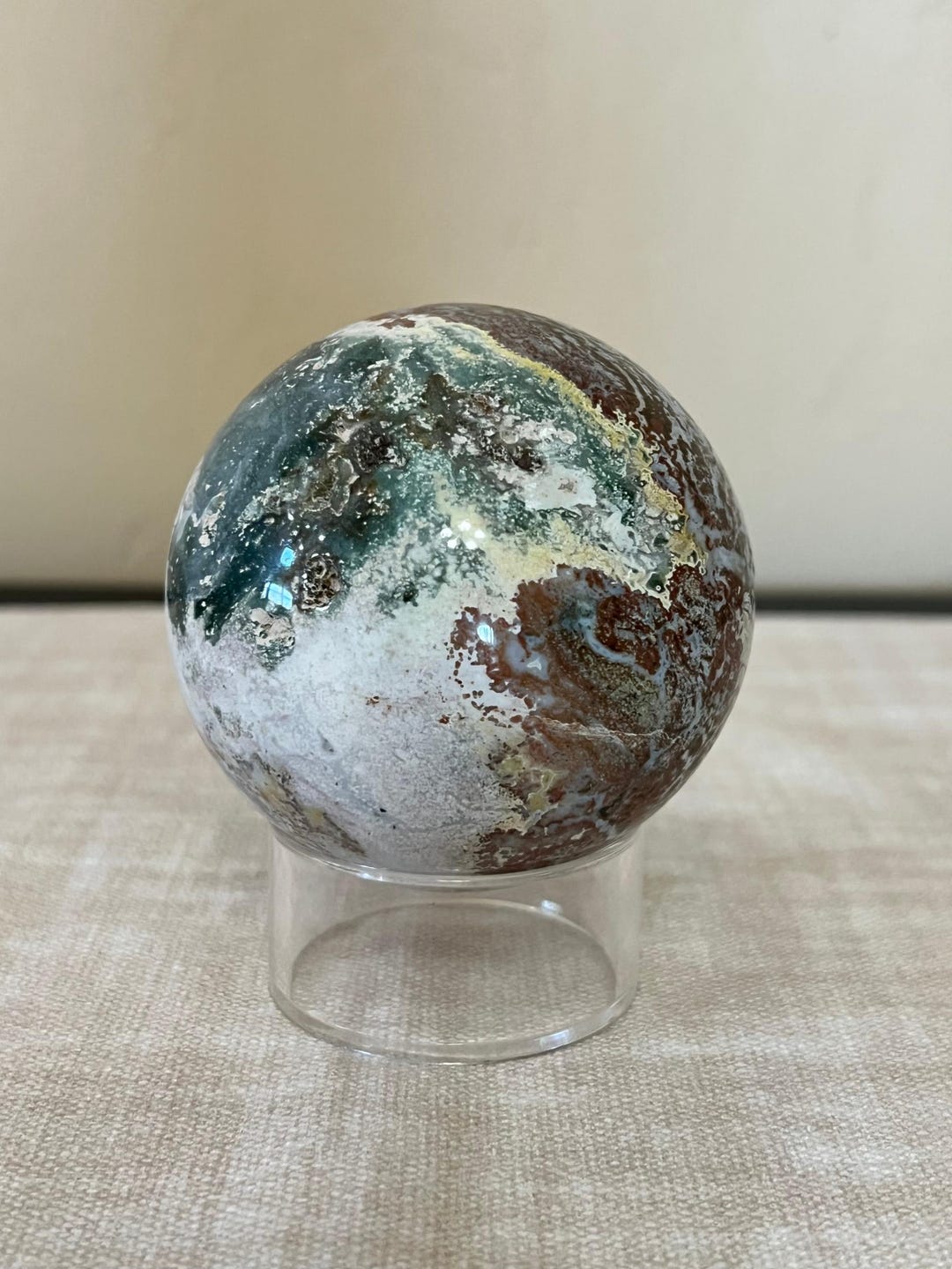 Ocean Jasper Sphere 75mm/2.95 Inch, With Stand Heart Chakra, Healing ...