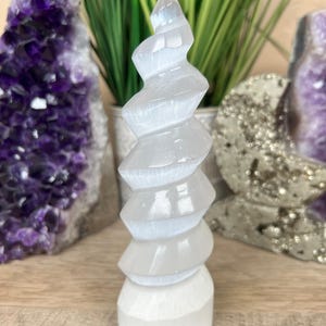 Selenite Spiral Tower, Unicorn Horn, Energy Generator, Energy Cleansing ...