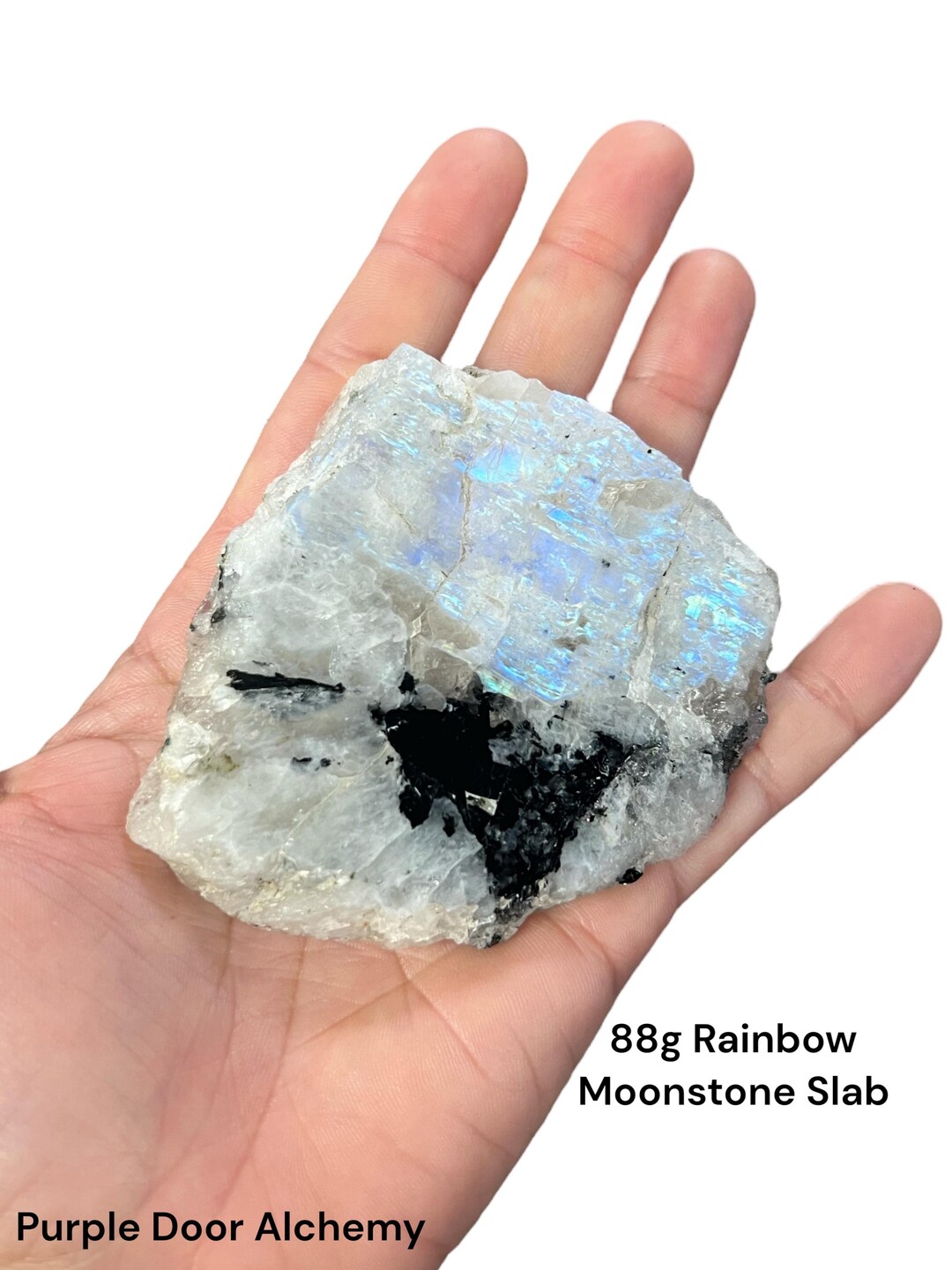 Rainbow Moonstone Polished Slab 88g, for Lapidary, Cabochons, Mineral ...