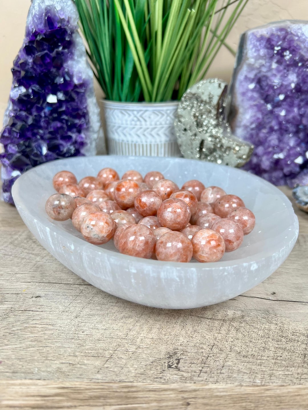 Mini Sunstone Spheres, Sacral Chakra, Healing Crystals, Crystal Grid ...