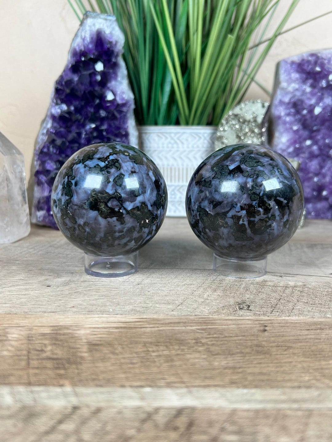 Indigo Gabbro Sphere, Mystic Merlinite, Healing, Grounding, Meditation ...