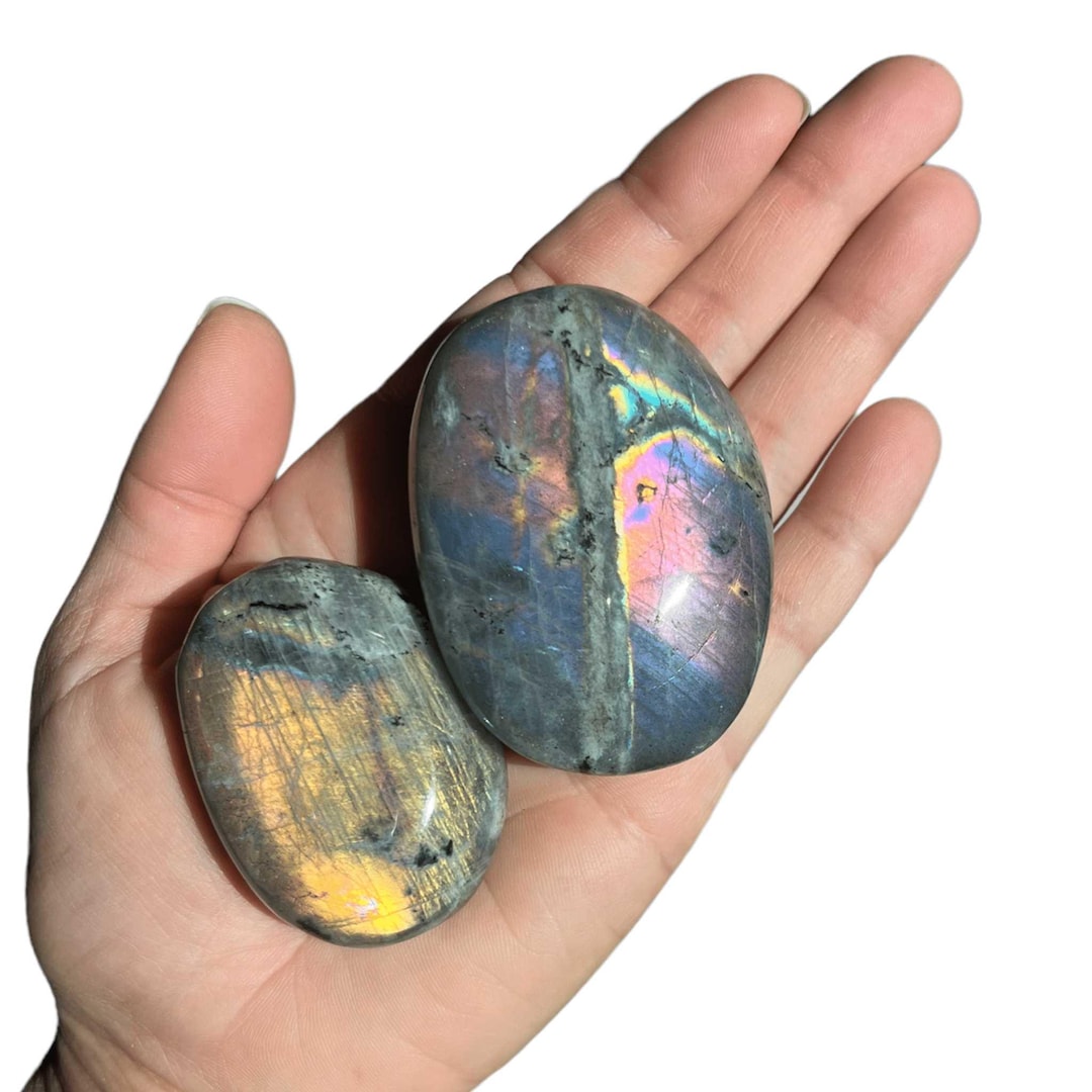 Fire Labradorite Palm Stone, Meditation Tool, Healing Crystal, Third ...