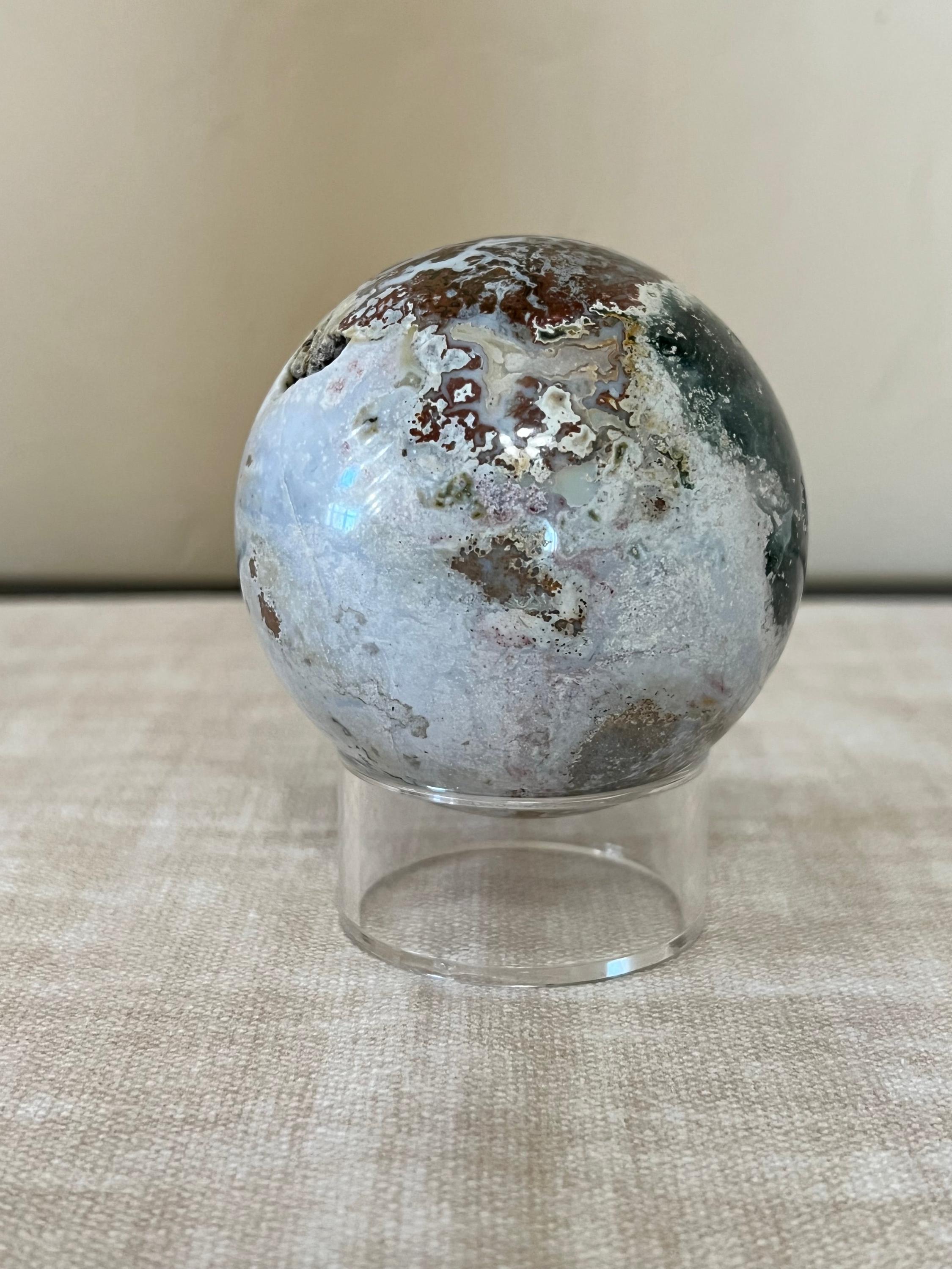 Ocean Jasper Sphere 75mm/2.95 Inch, With Stand Heart Chakra, Healing ...