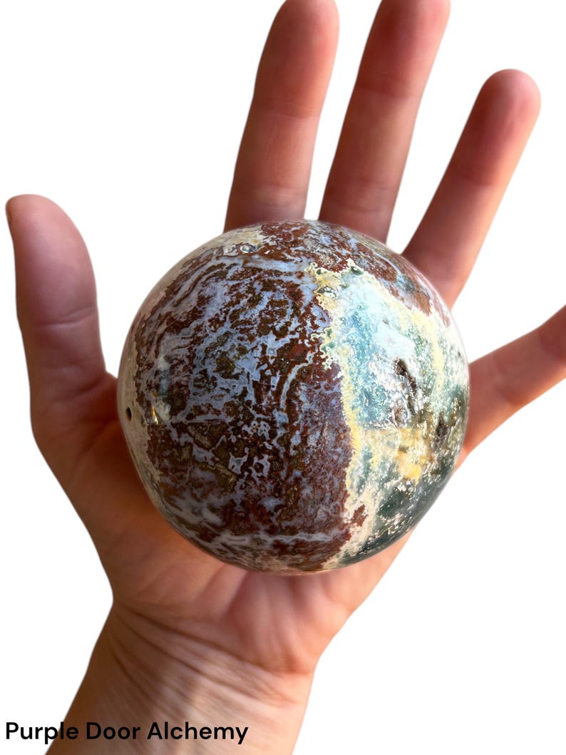 Ocean Jasper Sphere 75mm/2.95 Inch, With Stand Heart Chakra, Healing ...