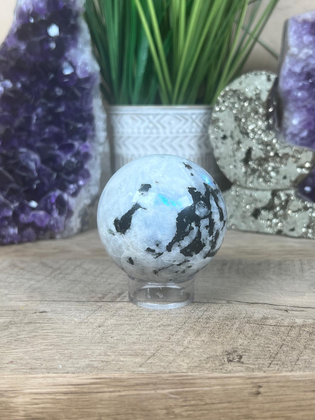 Rainbow Moonstone Sphere 60mm, 2.36in, Crown Chakra, Crystal Healing ...