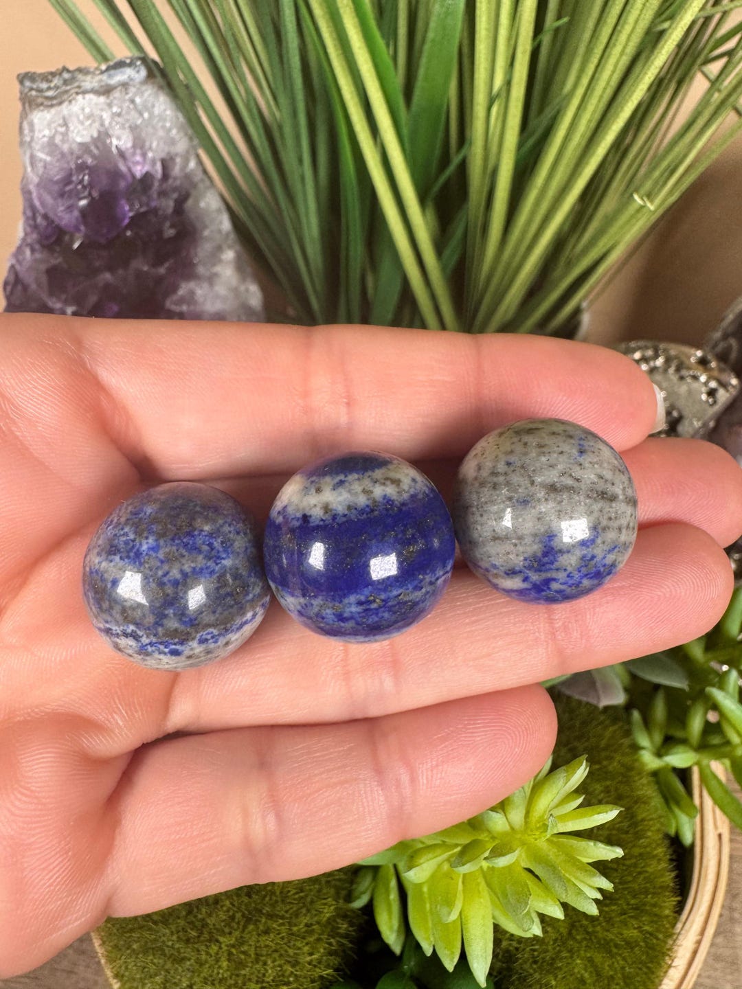 Mini Lapis Lazuli Spheres for Crystal Grids, Wire Wrapping, Meditation ...