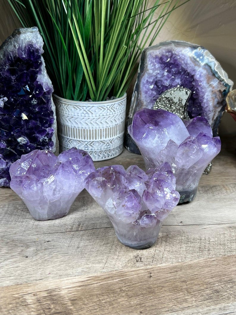 Amethyst Bouquets, Geode Carving, Home Decor, Crown Chakra, Healing ...