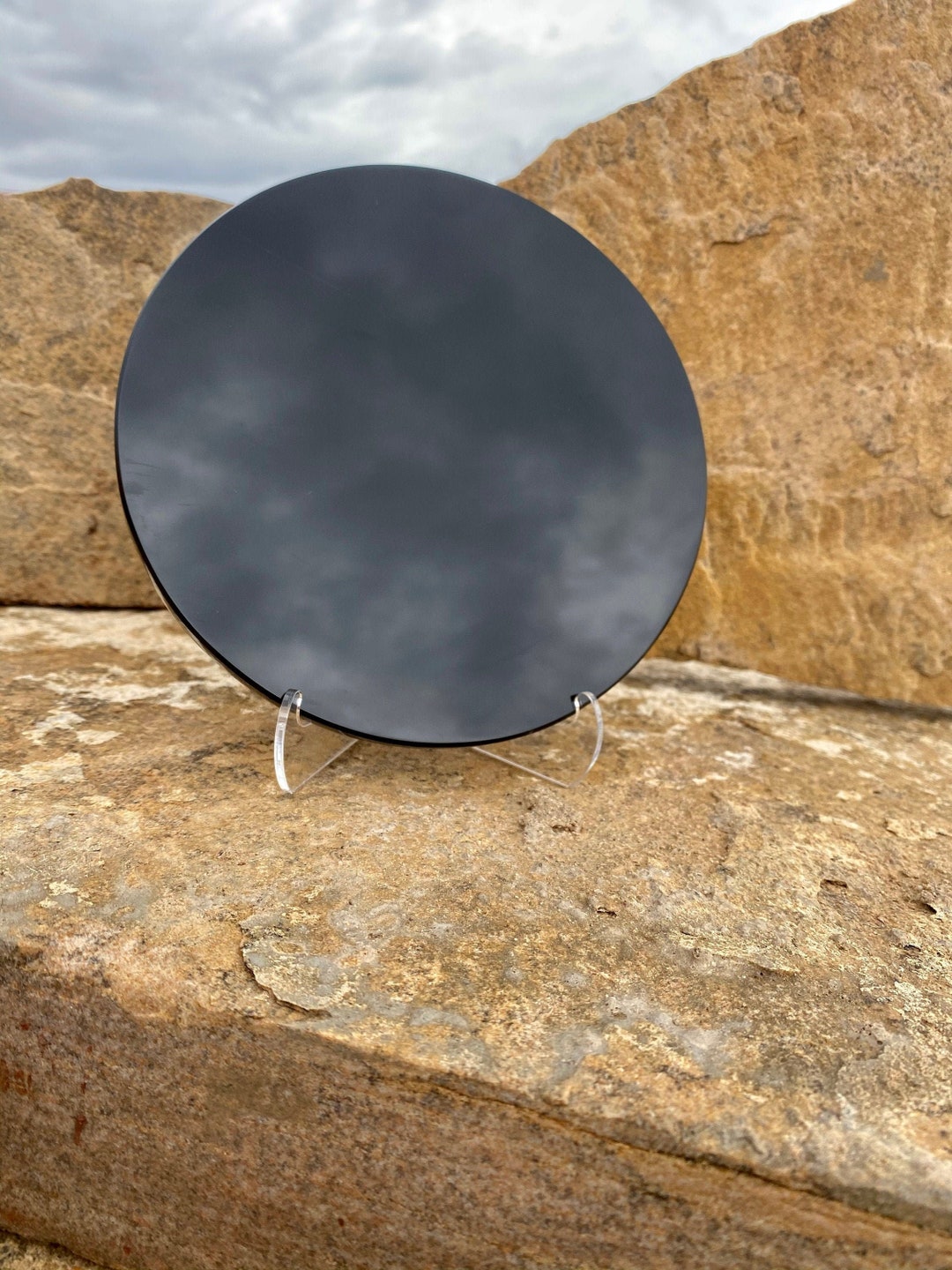 8in, 20cm, Obsidian Scrying Mirror With Stand, Divination Tools ...