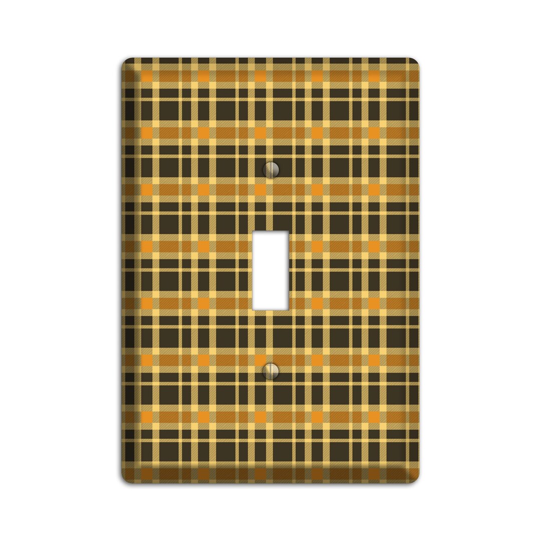 Mustard and Black Plaid Light Switch Cover and Outlet Covers, Home Decor, Wall Plates, Toggle ...