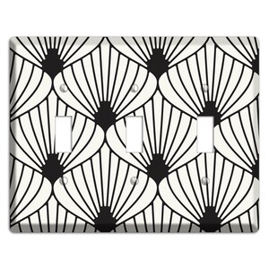 Art Deco Light Switch Cover and Outlet Covers- Black Deco Fans Print ...