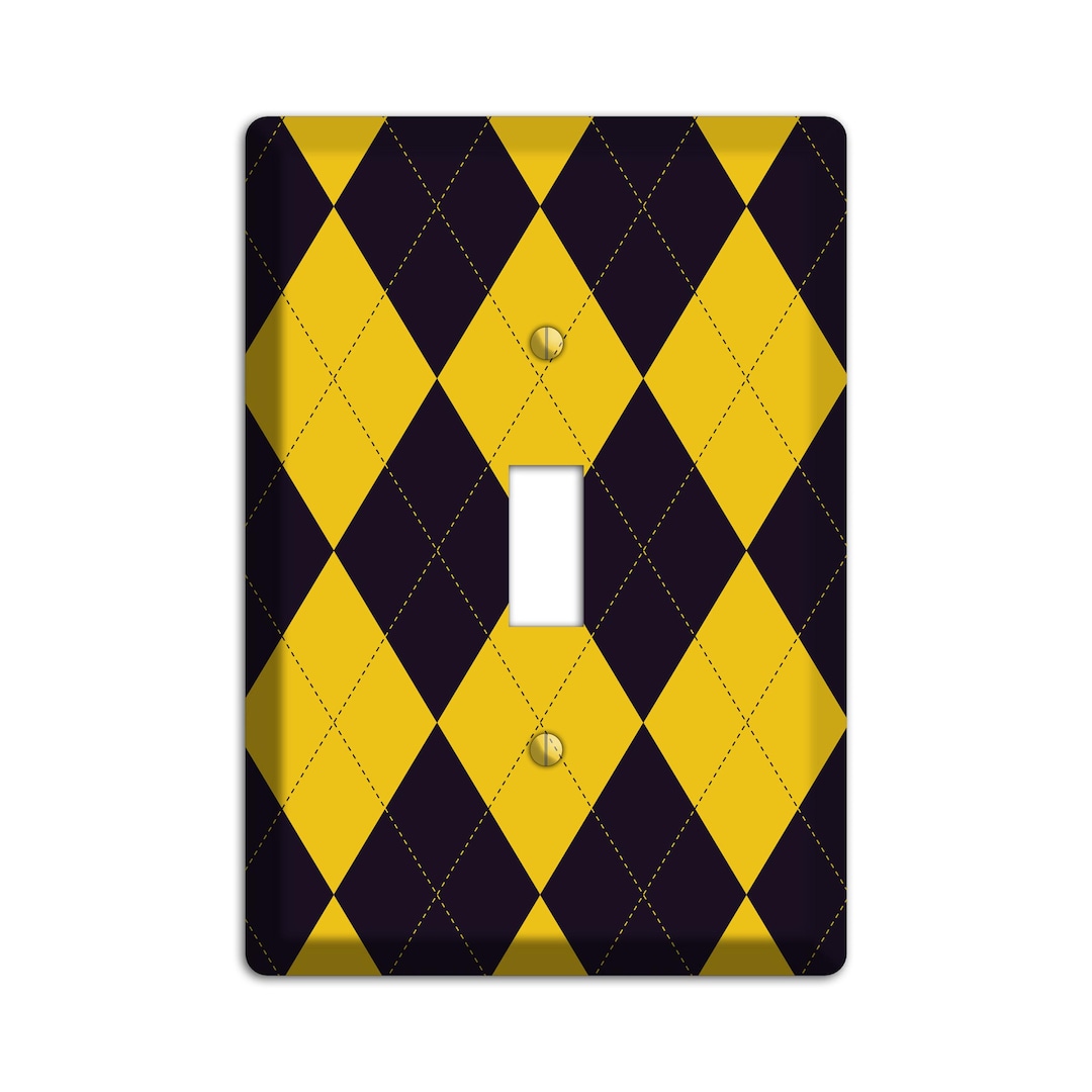 Yellow and Dark Purple Argyle Light Switch Cover and Outlet Covers ...