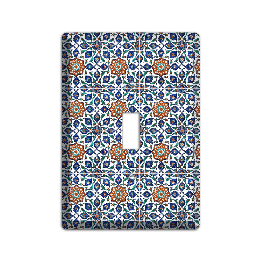 Ornate Tile Light Switch Cover and Outlet Covers- Floral Tile Print ...