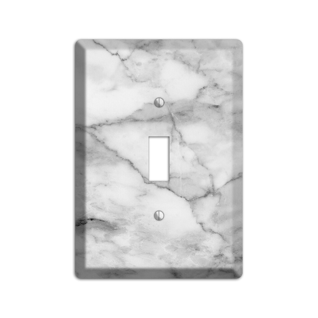 Gray and White Marble Print Marble Light Switch Cover and Outlet ...