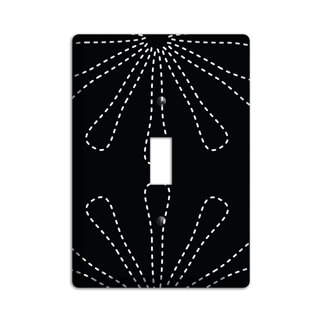Black & White Retro Stipple Floral Light Switch Cover and Outlet Covers ...