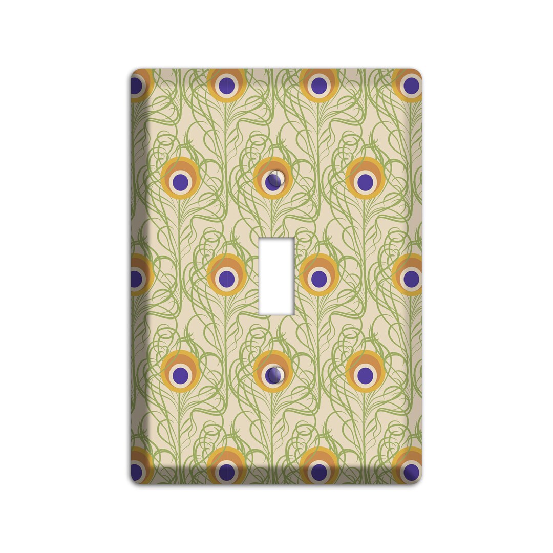 Art Deco Light Switch Cover and Outlet Covers- Nouveau Peacock Print ...