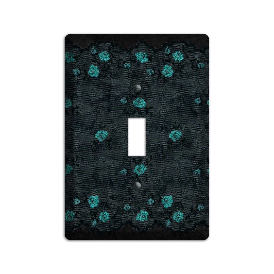 Gothic Lace Switch Cover and Outlet Cover- Embroidered Black Floral ...