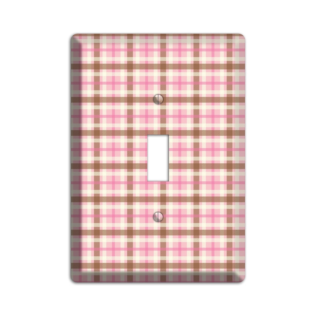 Pink and Brown Plaid Light Switch Cover and Outlet Covers, Home Decor ...