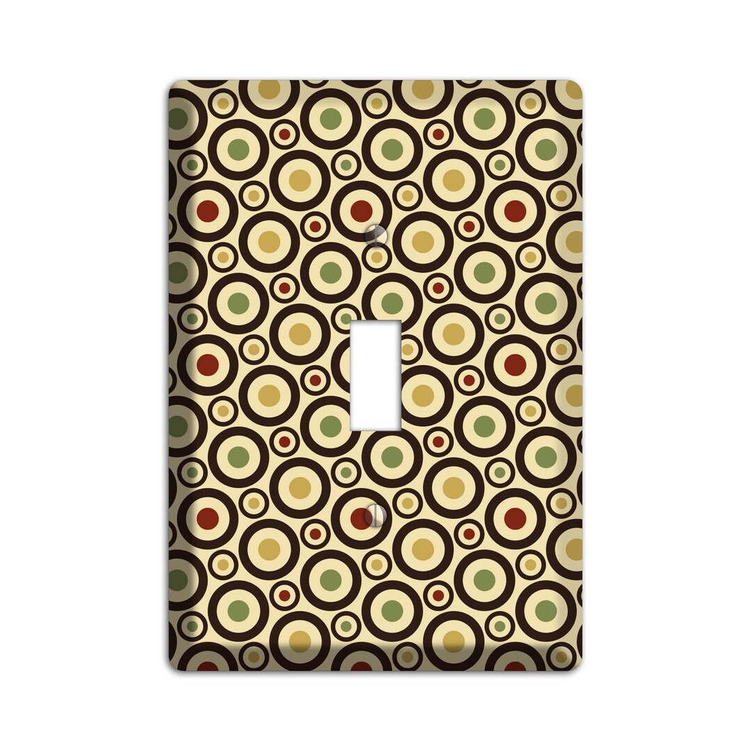 Beige With Olive Mustard Maroon Retro Tiny Bullseye Light Switch Cover ...