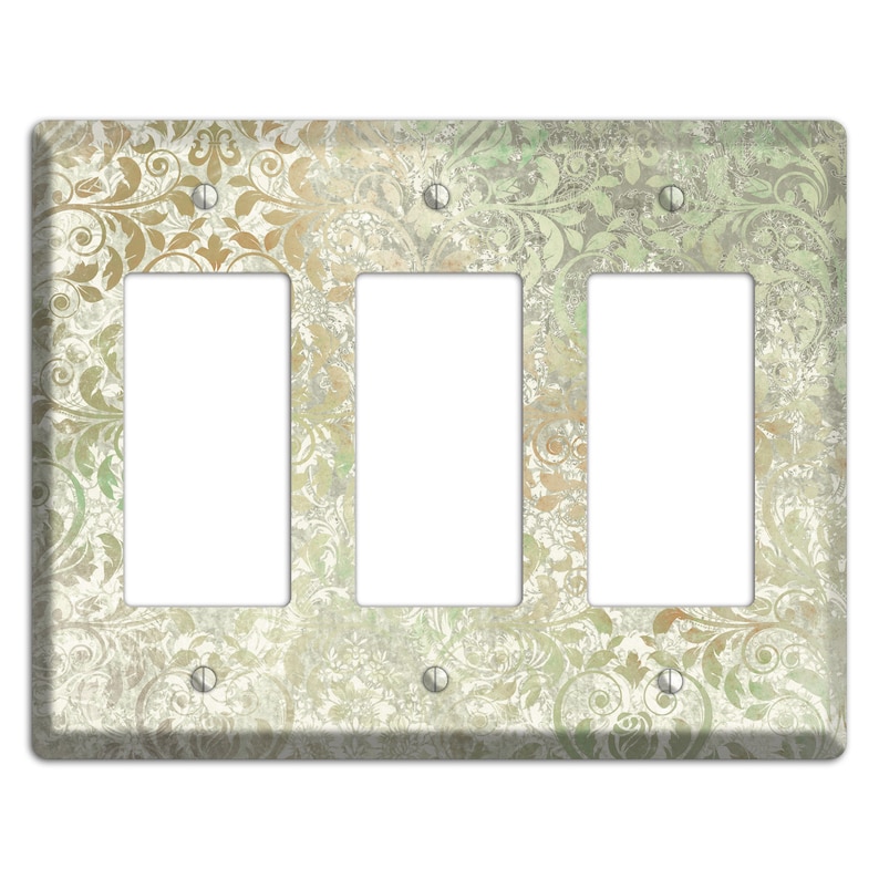 Cream & Brown Damask Floral - Switch Plate Cover, Outlet Cover ...