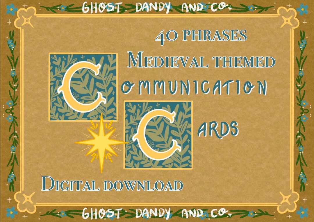 40 Medieval Illuminated Themed Digital Printable Communication Cards ...