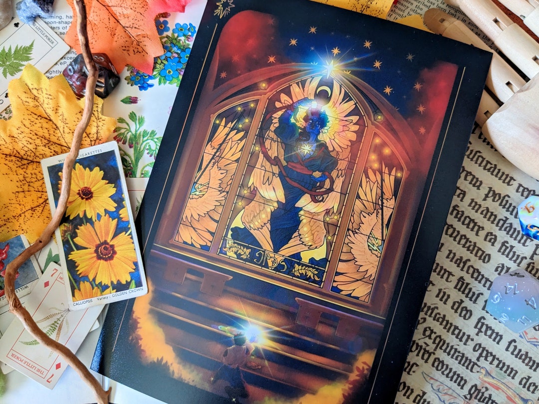 Stained Glass Angelic Dnd Inspired Fallen Angel Tiefling Aassimar 5x7 ...